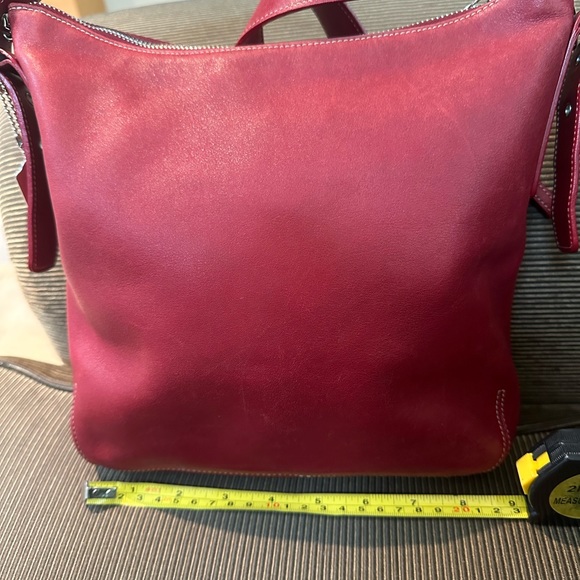 Coach | Bags | Coach Vintage Red Leather Bag Cool White Stitching ...